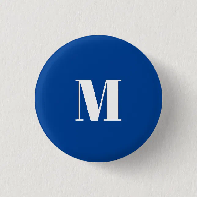 Deep Blue Initial Letter Monogram Modern Stylish Button | Zazzle