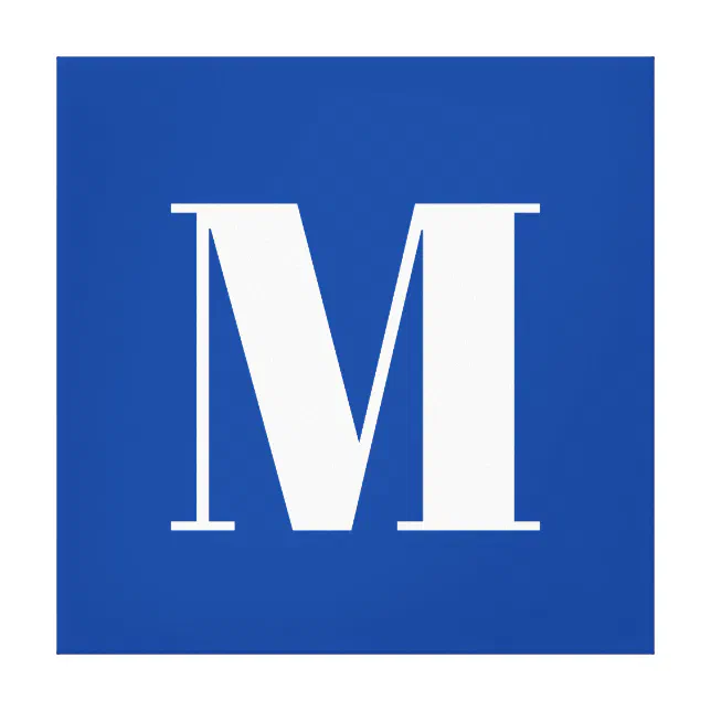 Deep Blue Initial Letter Monogram Modern Stylish Canvas Print | Zazzle