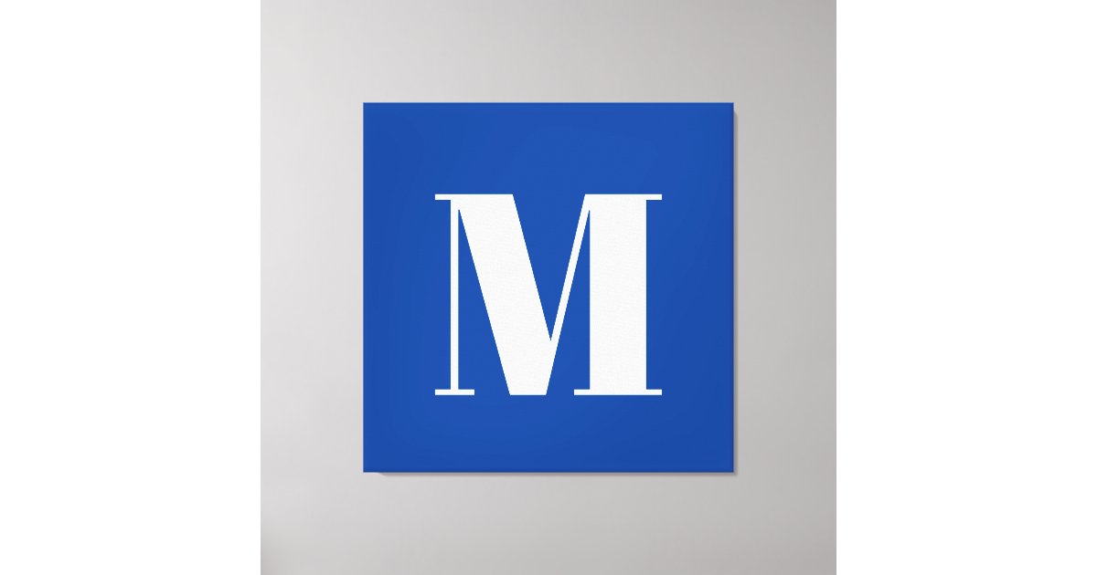 Deep Blue Initial Letter Monogram Modern Stylish Canvas Print | Zazzle