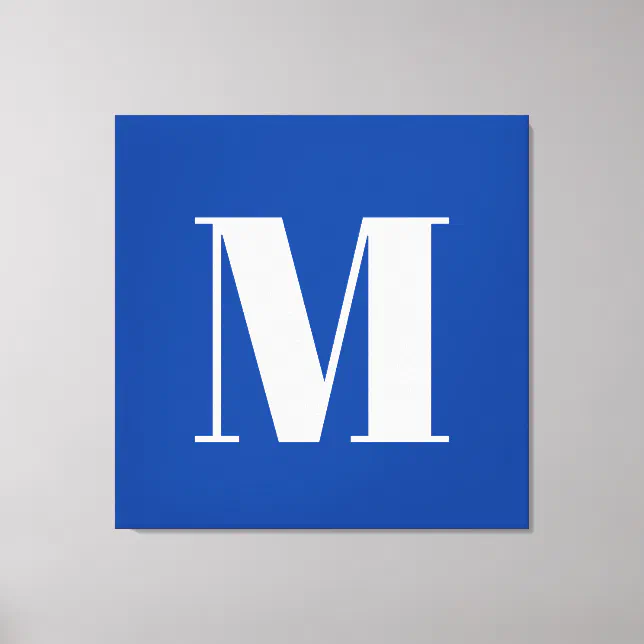 Deep Blue Initial Letter Monogram Modern Stylish Canvas Print | Zazzle