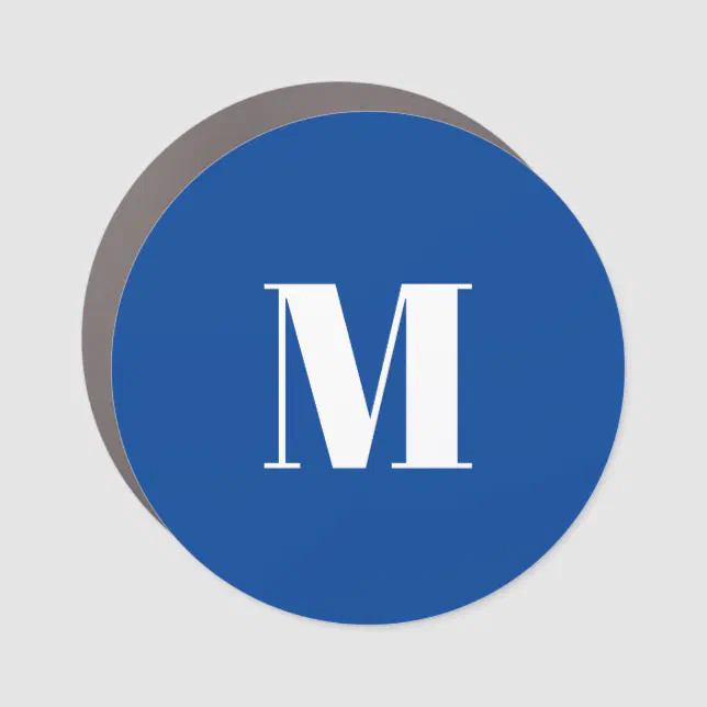Deep Blue Initial Letter Monogram Modern Stylish Car Magnet | Zazzle