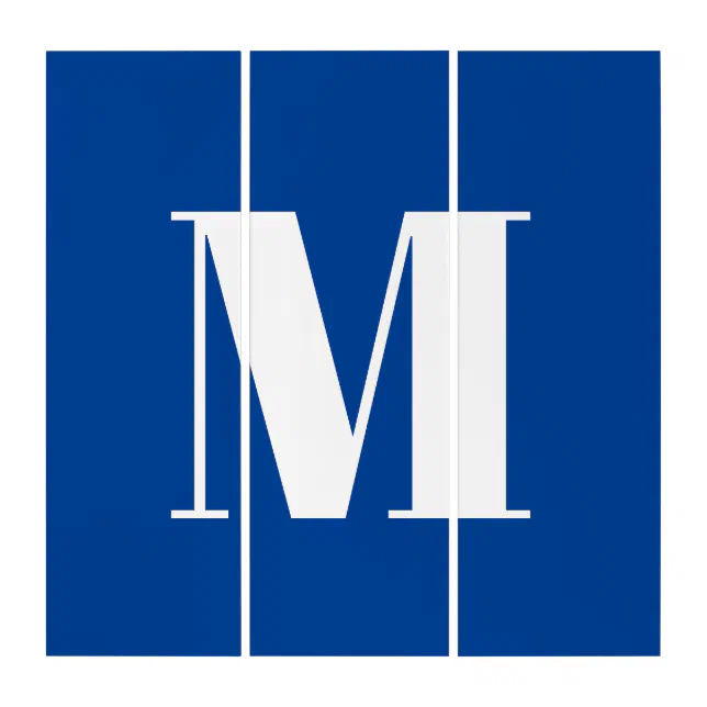 Deep Blue Initial Letter Monogram Modern Stylish Triptych | Zazzle