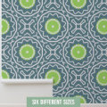 Deep Blue Lime Green White Lattice Moroccan Style Wallpaper | Zazzle