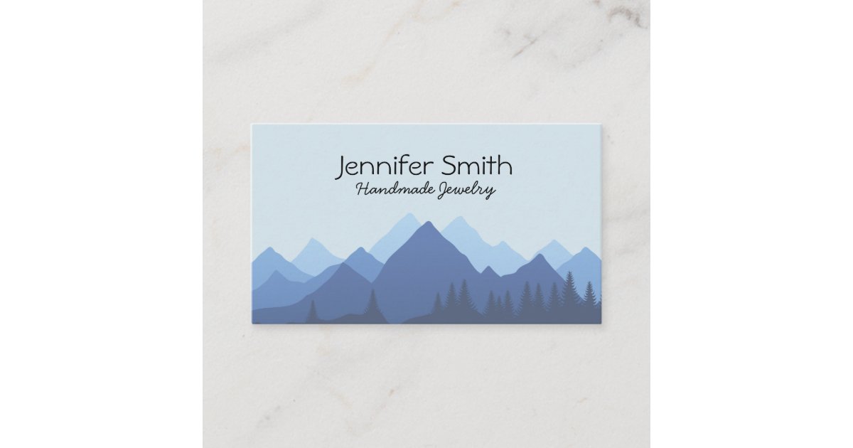 Deep Blue Mountain Forest Business Card | Zazzle
