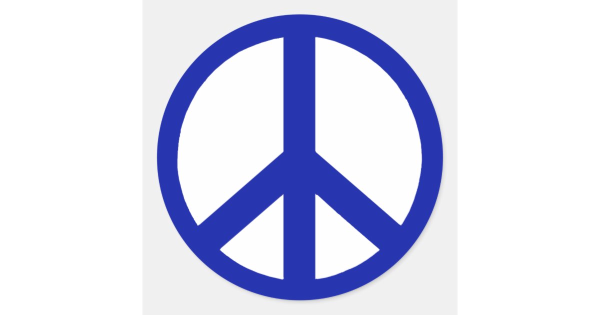 Deep Blue Peace Sign Classic Round Sticker | Zazzle