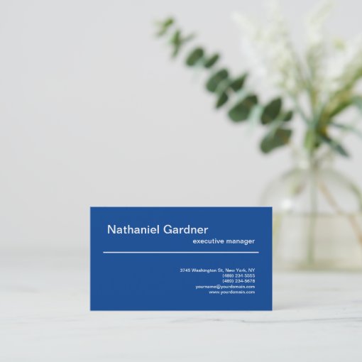 Deep Blue Plain Creative Modern Minimalist Business Card | Zazzle