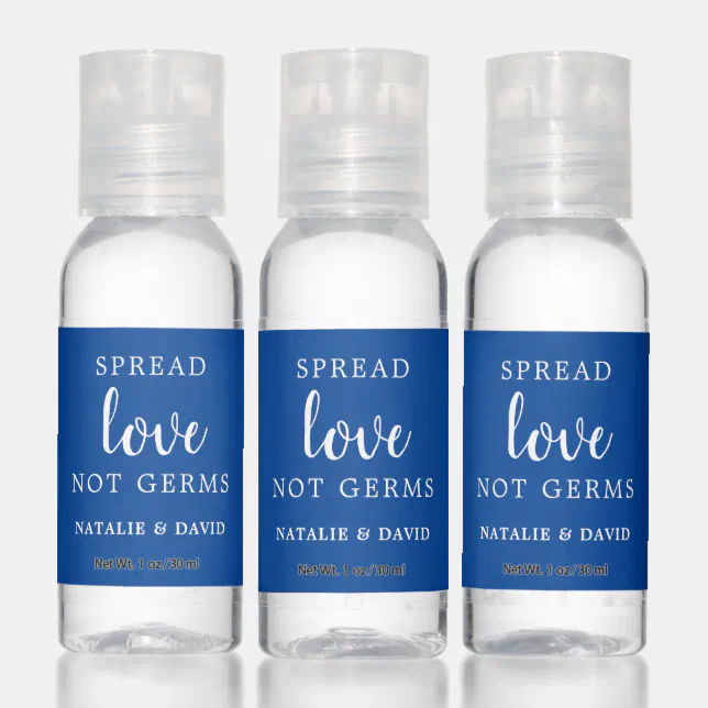 Deep Blue Spread Love Not Germs Hand Sanitizer | Zazzle