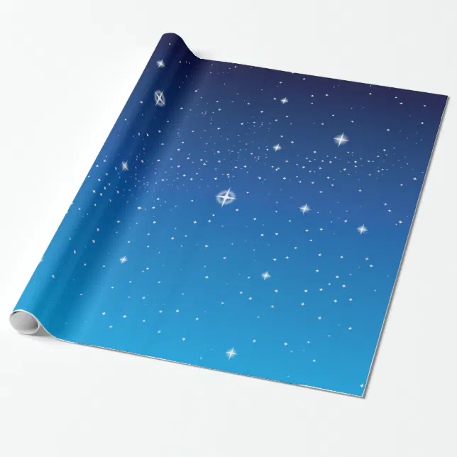 Deep Blue Starry Night Sky Wrapping Paper | Zazzle