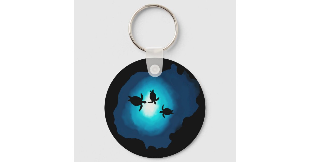 Deep Blue Swimming Turtles Keychain | Zazzle