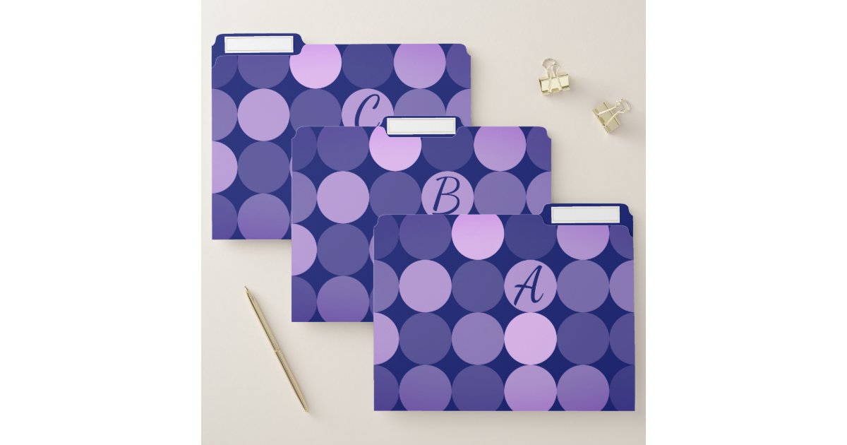 Deep Blueish Purple & Lavender Circles | Letters File Folder | Zazzle