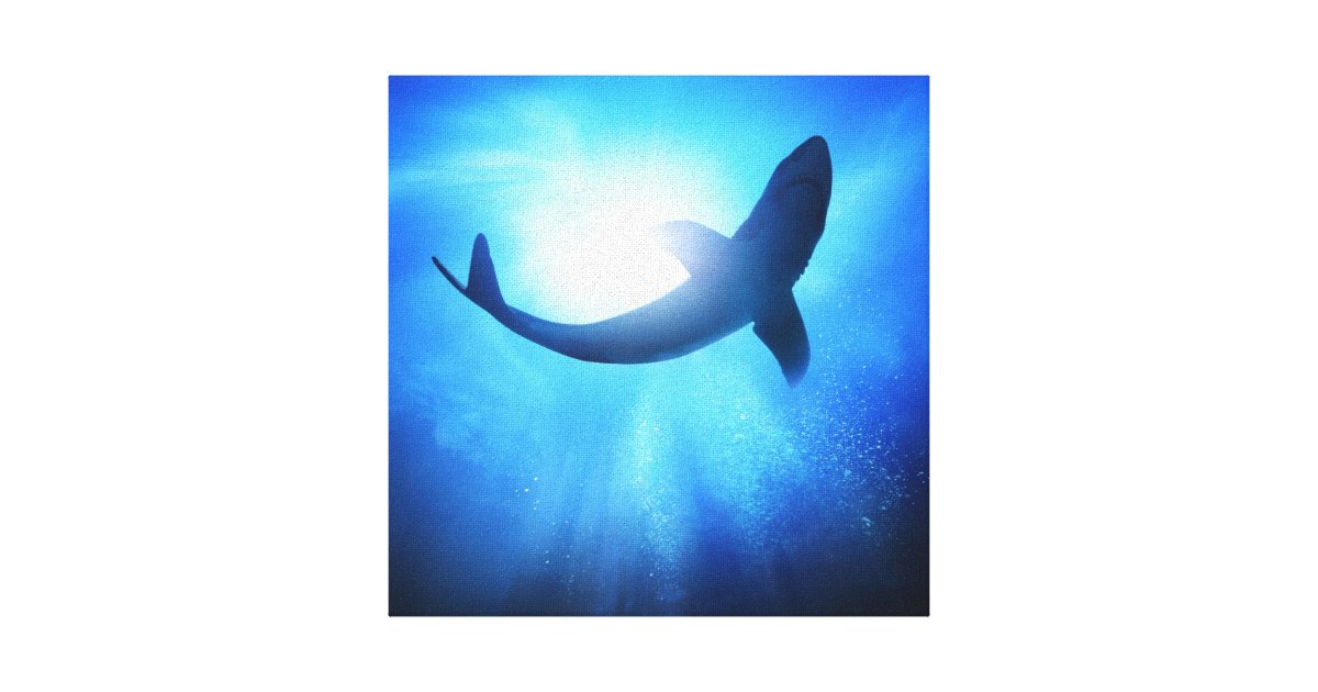 Deep Ocean Shark Silhouette Canvas Print | Zazzle