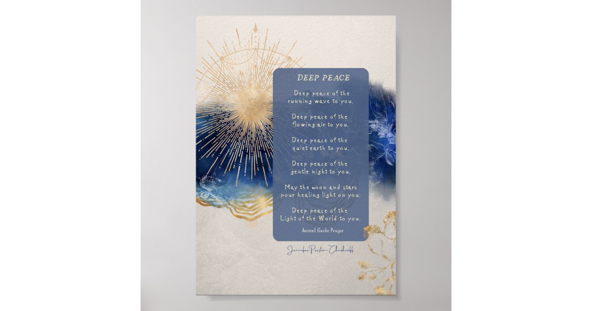 Deep Peace Irish / Gaelic blessing quote Poster | Zazzle