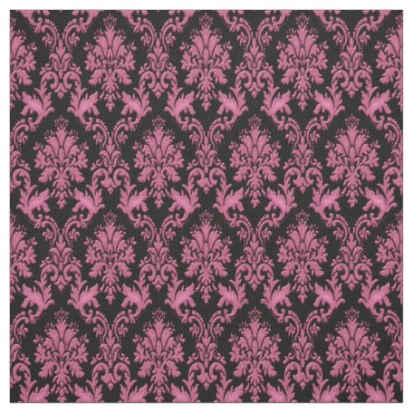 Vintage Inspired Pink Damask Print Fabric | Zazzle