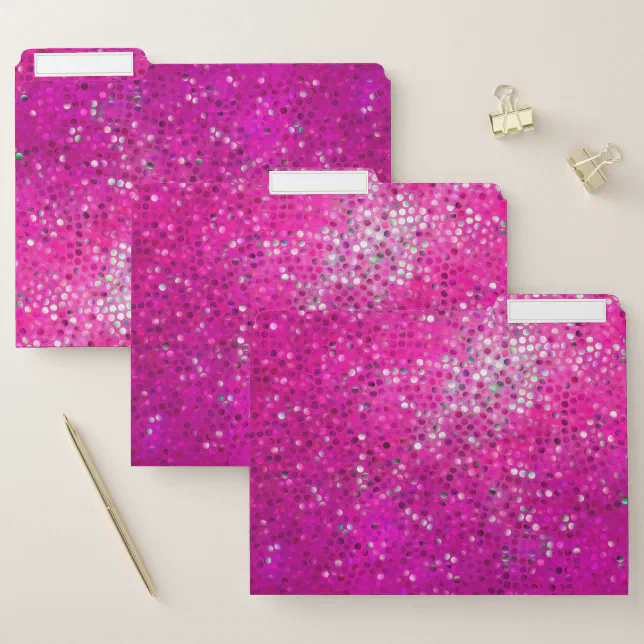 Deep pink glitter and sparkles pattern file folder | Zazzle