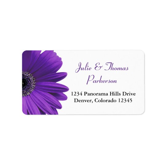 Deep Purple Gerbera Daisy Wedding Address Labels | Zazzle.com