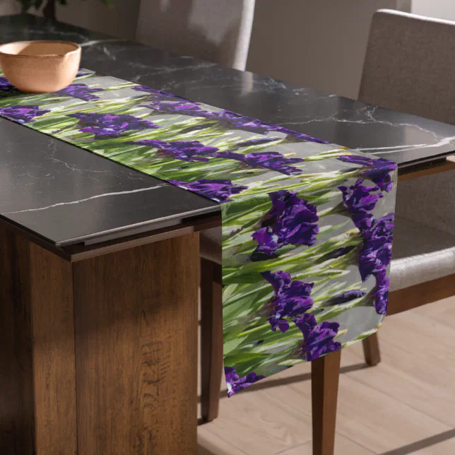 Deep Purple Irises Floral Short Table Runner | Zazzle