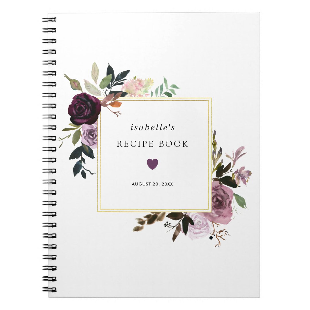 Deep Purple Mauve Pink Floral Recipe Book | Zazzle