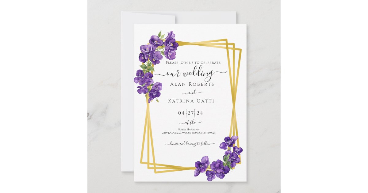 Deep Purple Violets Wedding Invitation | Zazzle