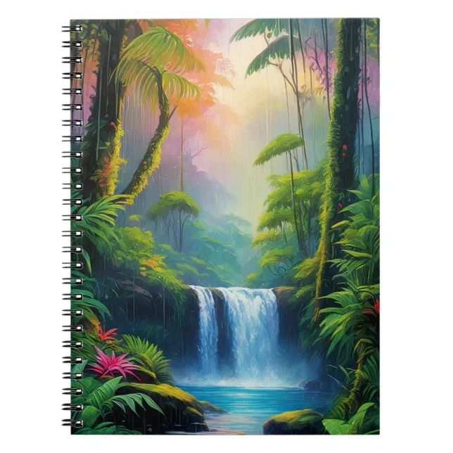 Deep Rainforest Waterfall Notebook | Zazzle