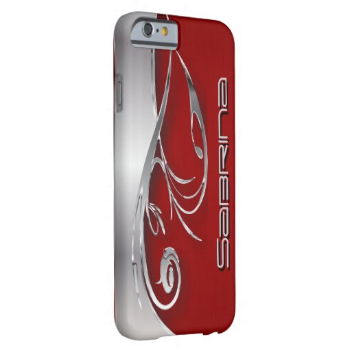 Deep Red and Elegant Silver Metal Print Case-Mate iPhone Case | Zazzle