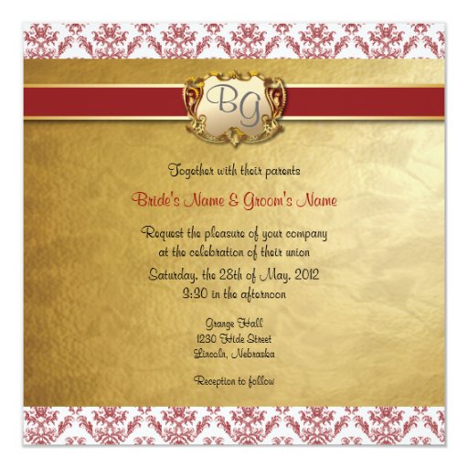 Deep Red & Gold Elegant Wedding Invite - 1 New | Zazzle