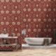 Deep Red & Gold Victorian Honeysuckle Wallpaper | Zazzle