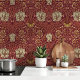 Deep Red & Gold Victorian Honeysuckle Wallpaper | Zazzle