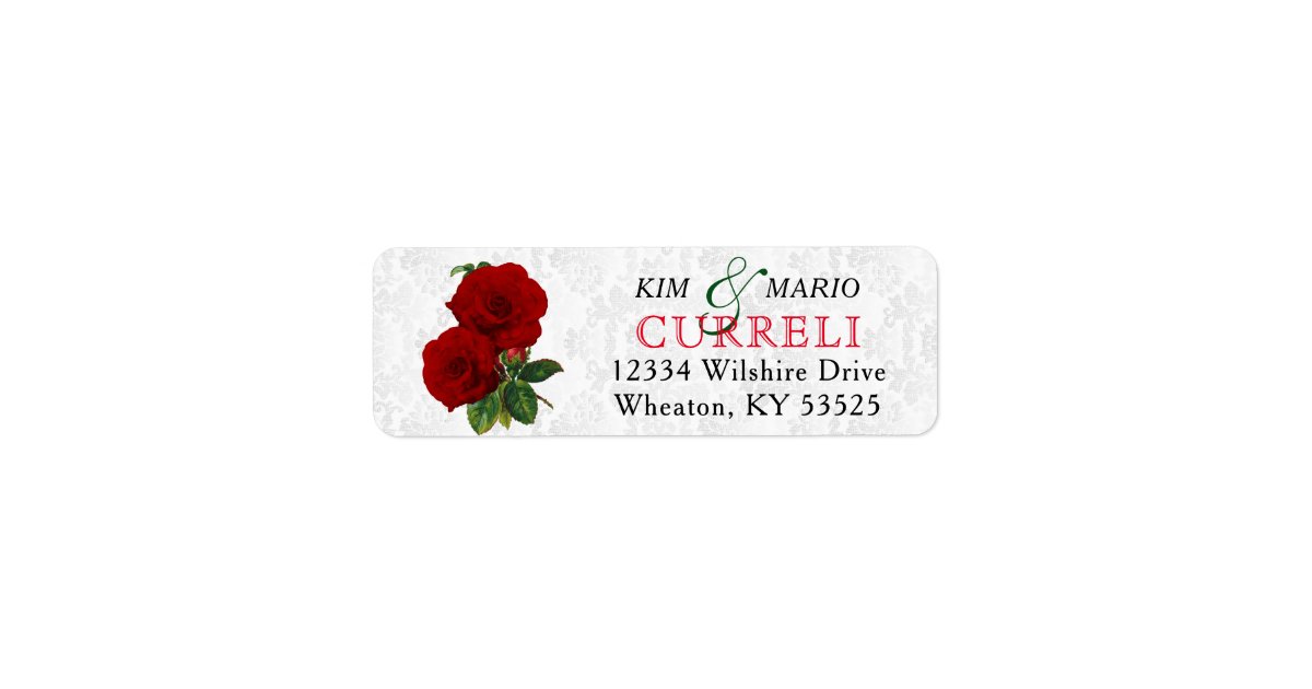 Deep Red Rose Floral Wedding Label | Zazzle