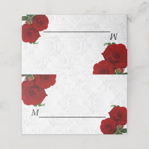 Deep Red Rose Floral Wedding Place Card | Zazzle