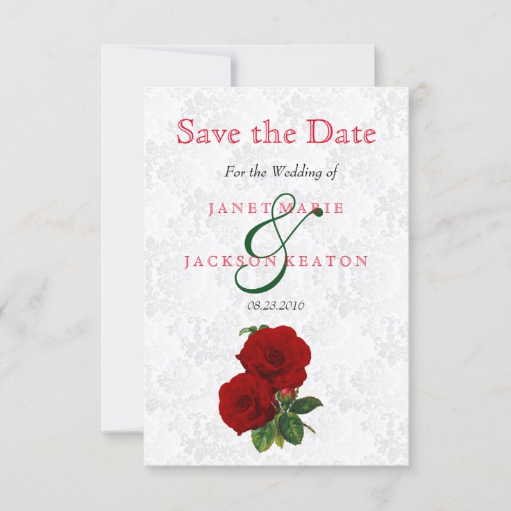 Deep Red Rose Floral Wedding - Save The Date | Zazzle
