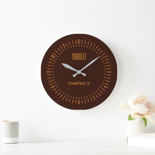 Deep Rich Brown Accent Color to Personalize on a Large Clock | Zazzle