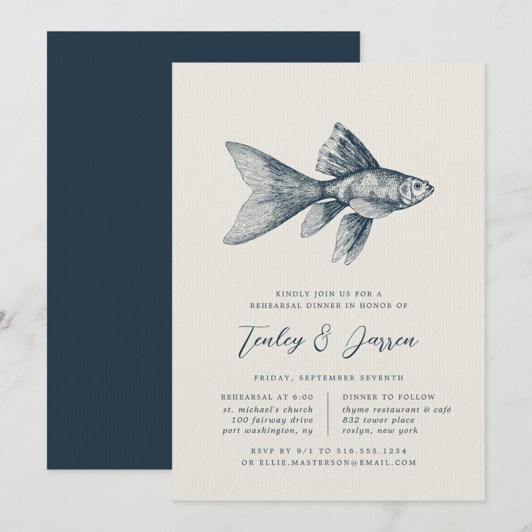Deep Sea | Coastal Fish Rehearsal Dinner Invitation | Zazzle