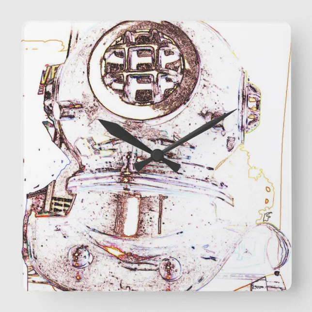 Deep Sea Diver Square Wall Clock | Zazzle