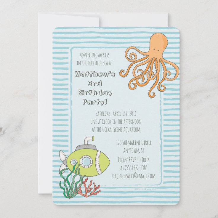 Deep Sea Diving Adventure Party Invitation | Zazzle