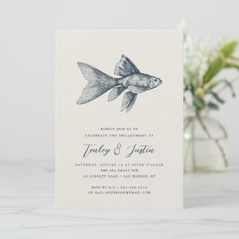 Deep Sea | Elegant Coastal Engagement Party Invitation | Zazzle
