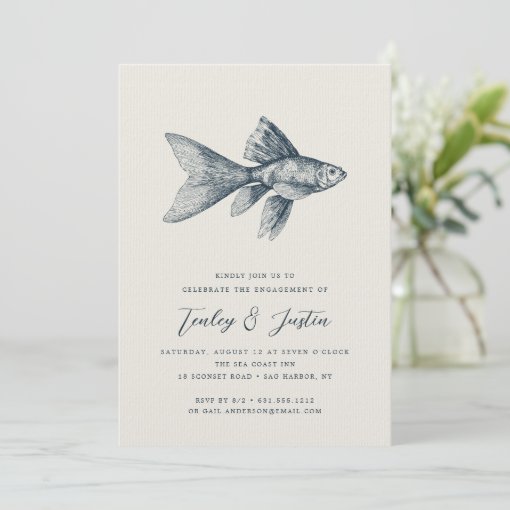 Deep Sea | Elegant Coastal Engagement Party Invitation | Zazzle