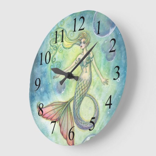Deep Sea Galaxy Mermaid Wall Clock | Zazzle