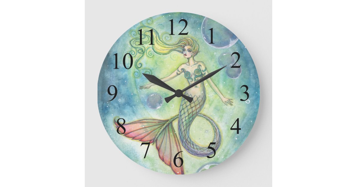 Deep Sea Galaxy Mermaid Wall Clock | Zazzle