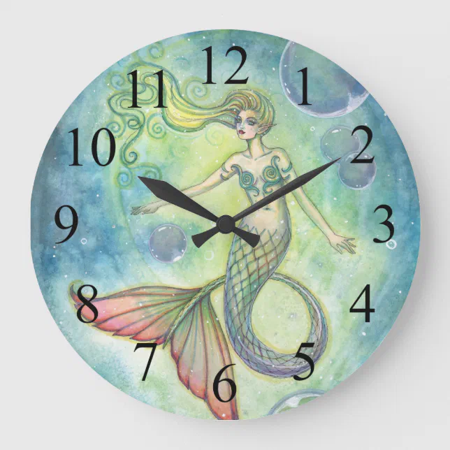 Deep Sea Galaxy Mermaid Wall Clock | Zazzle