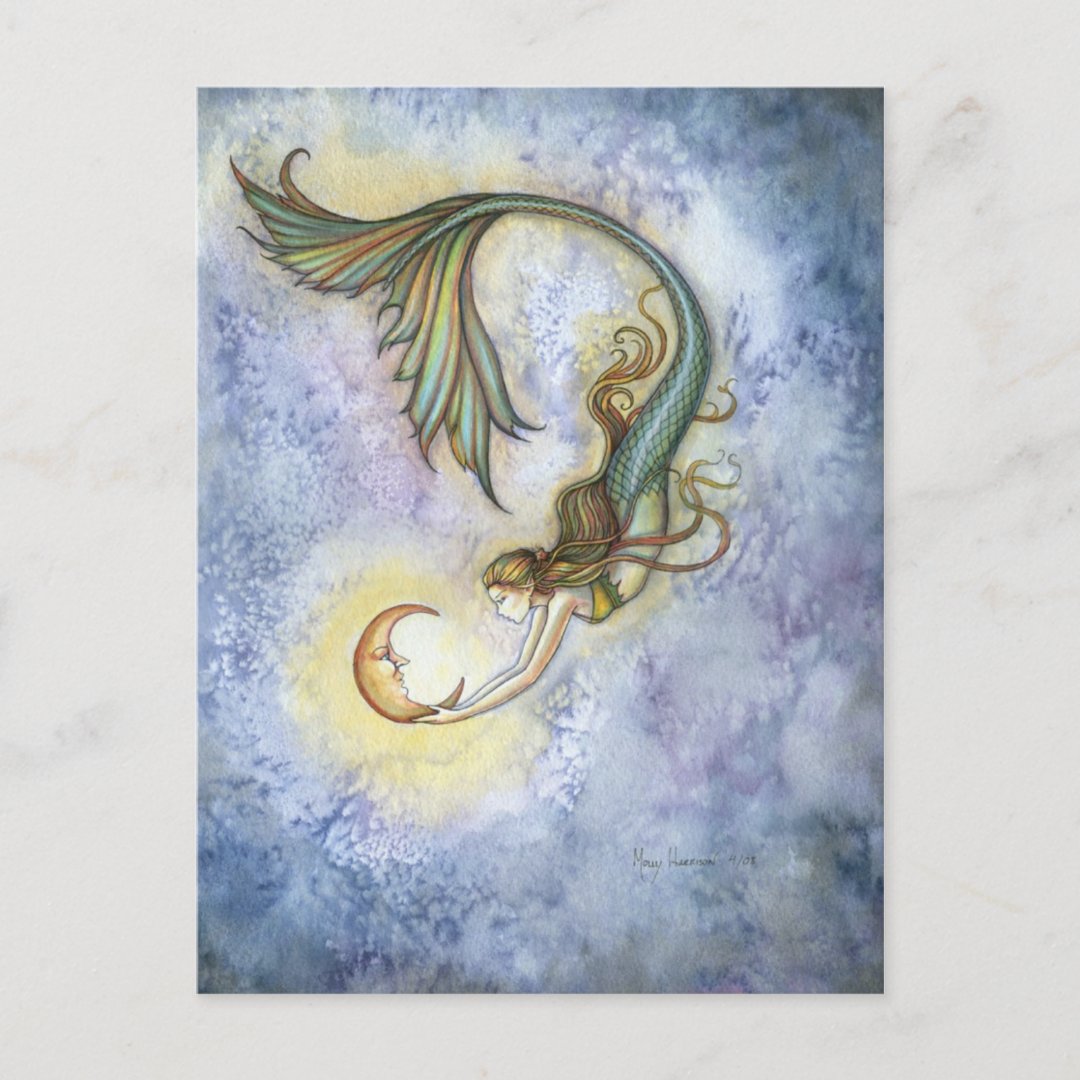 Deep Sea Moon Mermaid Postcard | Zazzle