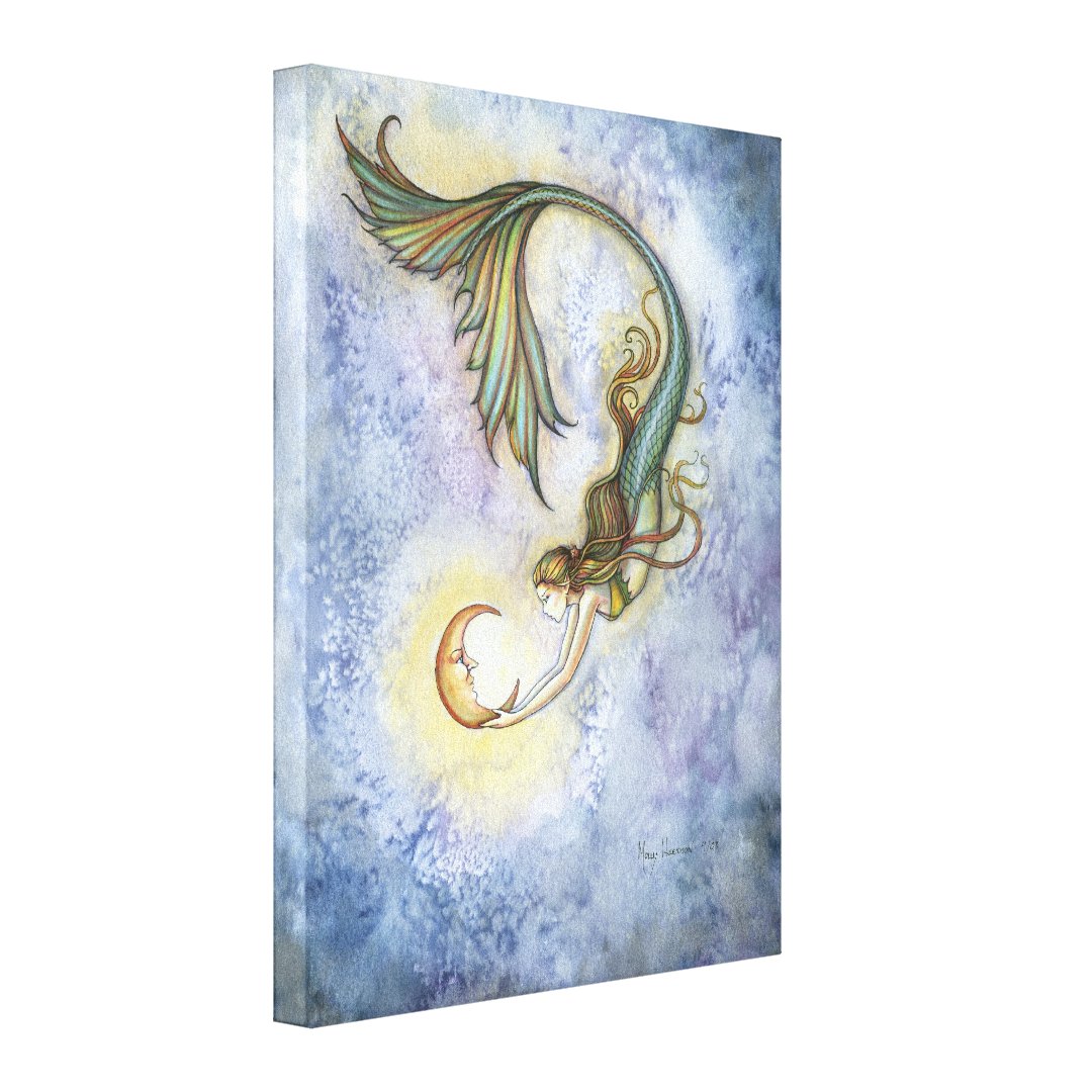 Deep Sea Moon Mermaid Wrapped Canvas Print | Zazzle