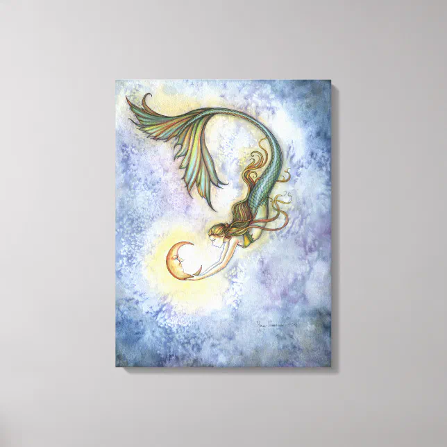 Deep Sea Moon Mermaid Wrapped Canvas Print | Zazzle