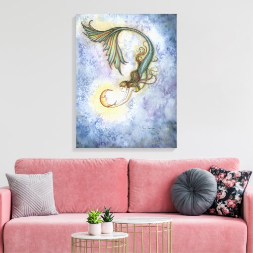 Deep Sea Moon Mermaid Wrapped Canvas Print | Zazzle