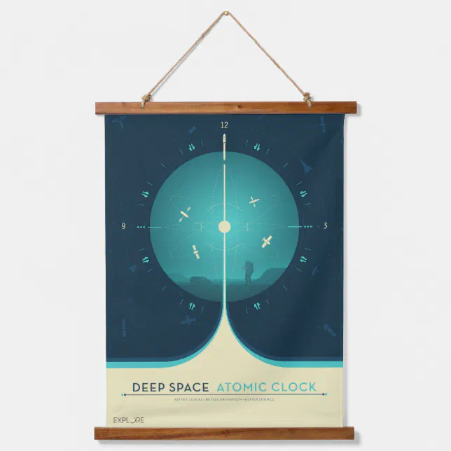 Deep Space Atomic Clock Poster, Blue Version. Hanging Tapestry | Zazzle