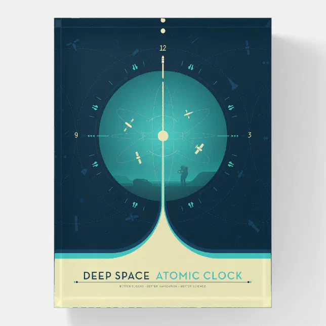Deep Space Atomic Clock Poster, Blue Version. Paperweight | Zazzle