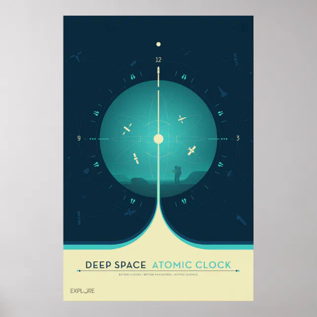 Deep Space Atomic Clock Poster, Blue Version. Poster | Zazzle