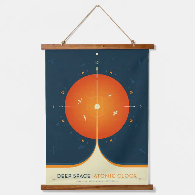 Deep Space Atomic Clock Poster, Orange Version. Hanging Tapestry | Zazzle