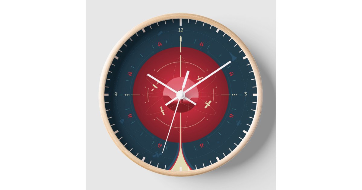Deep Space Atomic Clock Poster, Red Version. | Zazzle