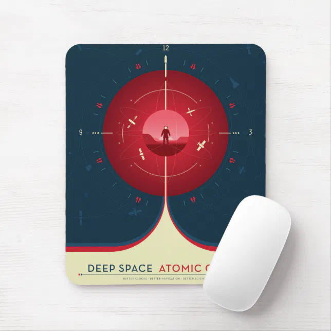 Deep Space Atomic Clock Poster, Red Version. Mouse Pad | Zazzle