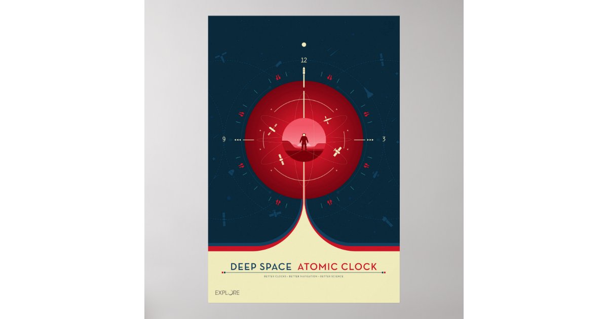 Deep Space Atomic Clock Poster, Red Version. Poster | Zazzle